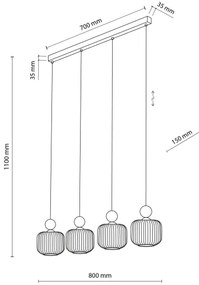 Lustr na lanku BALLO 4xE14/10W/230V béžová