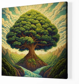 Obraz na plátně - Strom života s řekou FeelHappy.cz Velikost obrazu: 100 x 100 cm