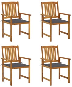 Zahradní židle s poduškami 4 ks masivní akáciové dřevo,  3061168
