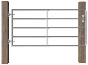 vidaXL Marketos Brána na pastvinu ocelová 5 tyčí (95–170) x 90 cm stříbrná