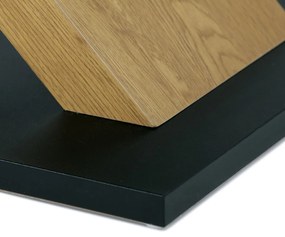 AUTRONIC Jídelní stůl 160x90x76 cm, deska s dekorem dub, černá kovová podstava
