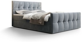 Manželská postel Boxspring 160 cm Macheta Comfort (světlomodrá) (s matrací a úložným prostorem). 1056148