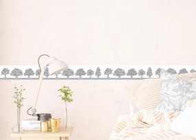 Samolepící bordura na zeď Šedá Kaligrafie | 5 m x 13.8 cm | DWB8279