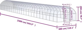 Venkovní klec pro kuřata 3 x 24 x 2 m pozinkovaná ocel 3095471