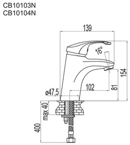 Mereo Mereo, Umyvadlová stojánková baterie, Sonáta, s clic-clac CH03P, chrom, CB10104NC
