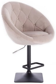 LuxuryForm Barová židle VERA VELUR na černé podstavě - béžová
