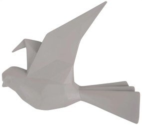 PRESENT TIME Velký nástěnný věšák Origami Bird – šedá 25,3 × 4,6 × 20,7 cm