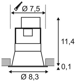 SLV 112910 Horn GU10, záputná bodovka do podhledu, 1x50W, 230V, černá, prům. 8,3cm