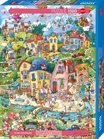 HEYE Puzzle Happy Town: Dobré ráno! / 1000 dílků / 50 x 70 cm