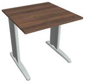Stůl pracovní rovný 80 cm - Hobis Flex FS 800 Dekor stolové desky: ořech, Barva nohou: Stříbrná