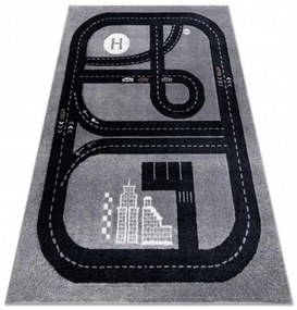 Dětský kusový koberec Závodní dráha šedý 180x270cm