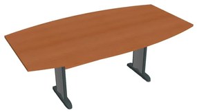 Stůl jednací sud 200 cm - Hobis Cross CJ 200 Dekor stolové desky: třešeň, Dekor lamino podnože: třešeň, Barva nohou: černá