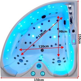 BPS-koupelny Hydromasážní vana HYD-RO764R 150x150 PRAVÁ s ohřevem vody