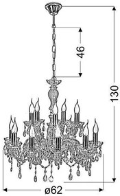 Zlatý křišťálový lustr Maria Teresa pro žárovku 12x E14  - Candellux
