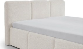 Slonovinová čalouněná dvoulůžková postel s úložným prostorem s roštem 180x200 cm Merida – Meise Möbel
