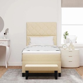 Postel s boxspringem s čelo Krémová 90 x 190 cm textil 3344112