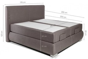 Boxspring postel 160x200 s elektrickým polohováním Galileo hnědý