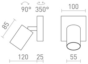 Rendl R13921 přisazené svítidlo DUDE SQ, černé, 230V, GU10, 10cm