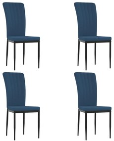 Jídelní židle 4 ks modré samet - Default Title