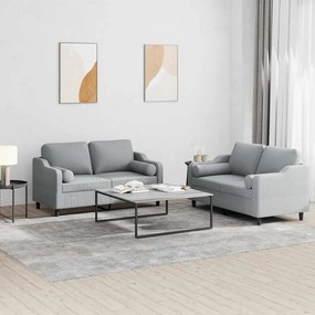 2dílná sedací souprava s polštáři světle šedá textil 3201818