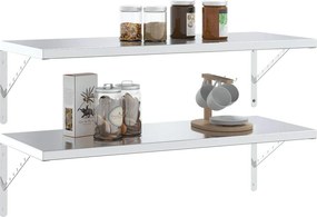 Policové držáky 4 ks 40 x 2,5 x 25 cm stříbrné nerezová ocel 30300