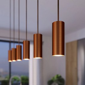 creative cables Závěsná lampa se 3 světly, s obdélníkovým XXL baldachýnem Rose-one, textilním kabelem a kovovými stínidly Tub-E14 Barva: Hladký mosazný dibond