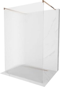 Mexen Kioto, sprchová zástěna Walk-In 100 x 200 cm, 8mm sklo s žebrovým vzorem, růžové zlato profil, 800-100-002-60-09