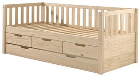 Dětská postel ferizo dvě řady šuplíků 90 x 200 cm hnědá MUZZA