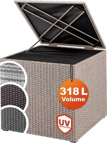 Zahradní úložný box umělý ratan 318L krémová s vnitřní obložení odolné vůči počasí