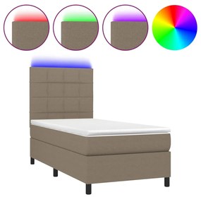 vidaXL Box spring postel s matrací a LED taupe 100x200 cm textil