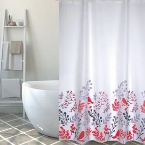 MSV BRIDS bílý / Sprchový závěs / motiv květin / 180 x 200 cm / polyes