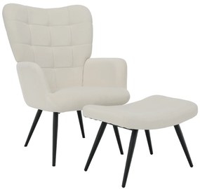 Relaxační křeslo ušák s podnožkou LUMEN - bílá Velvet látka