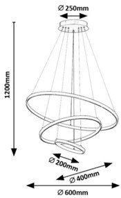 Rabalux 72346 - LED Stmívatelný lustr na lanku BELIZA LED/90W/230V 3000-6500K+DO