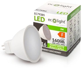 ECOLIGHT LED žárovka MR16 12V 2W teplá bílá