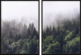 Obraz Plakáty V Rámu 33x43 cm Diptych Sada 2 obrazů Krajina Hory Les P752