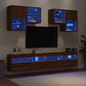 6dílná obývací stěna s LED osvětlením hnědý dub - Default Title