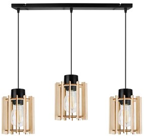 Závěsné svítidlo Timber 7, 3x dřevěné stínítko