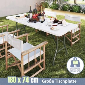 Costway Zahradní stůl skládací s HDPE stolovou deskou a rukojetí – 180 × 74 cm