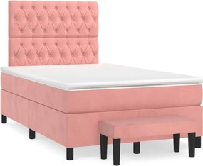 Box spring postel s matrací růžová 120 x 200 cm samet 3138018