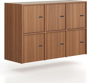 Nástavba pro skříně FRAME, 6x dveře, 1299 x 450 x 854 mm, mechanický kódový zámek, ořech