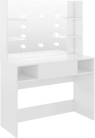 Kosmetický stolek s LED světly 100x40x135 cm MDF zářivě bílý 331539