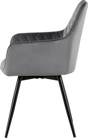 Jídelní otočné křeslo BOHDAN — kov, samet, více barev Šedá