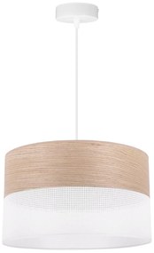 Light Home Závěsné svítidlo Wood, 1x béžová dubová dýha/bílé plastové stínítko, (fi 35cm)
