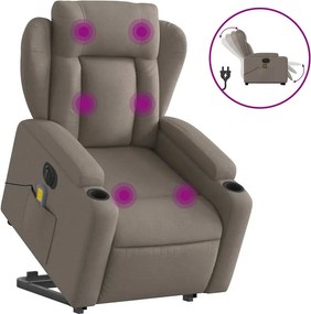 Elektrické zvedací masážní polohovací křeslo taupe textil 3204526