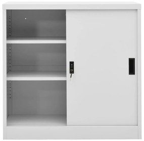 Kancelářská skříň posuvné dveře světle šedá 90x40x90 cm ocel - Default Title