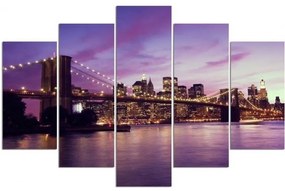 Obraz na plátně pětidílný Newyorský most - 150x100 cm