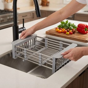 Teleskopický odkapávač na dřez REA P14487A, šedý