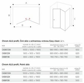 Mereo Sprchový kout, LIMA, čtverec, chrom ALU, sklo čiré 1000 x 1000 mm