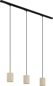 Modern railsysteem met 3 hanglampen zwart met beige 1-fase - Iconic Holt