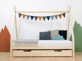 Benlemi Dětská dřevěná postel NAKANA ve tvaru teepee Zvolte barvu: Transparentní vosková lazura matná, Zvolte rozměr: 140x200 cm
